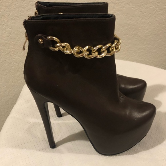 Shoes | Brand New Chocolate Heels With Adjustable Chain | Poshmark